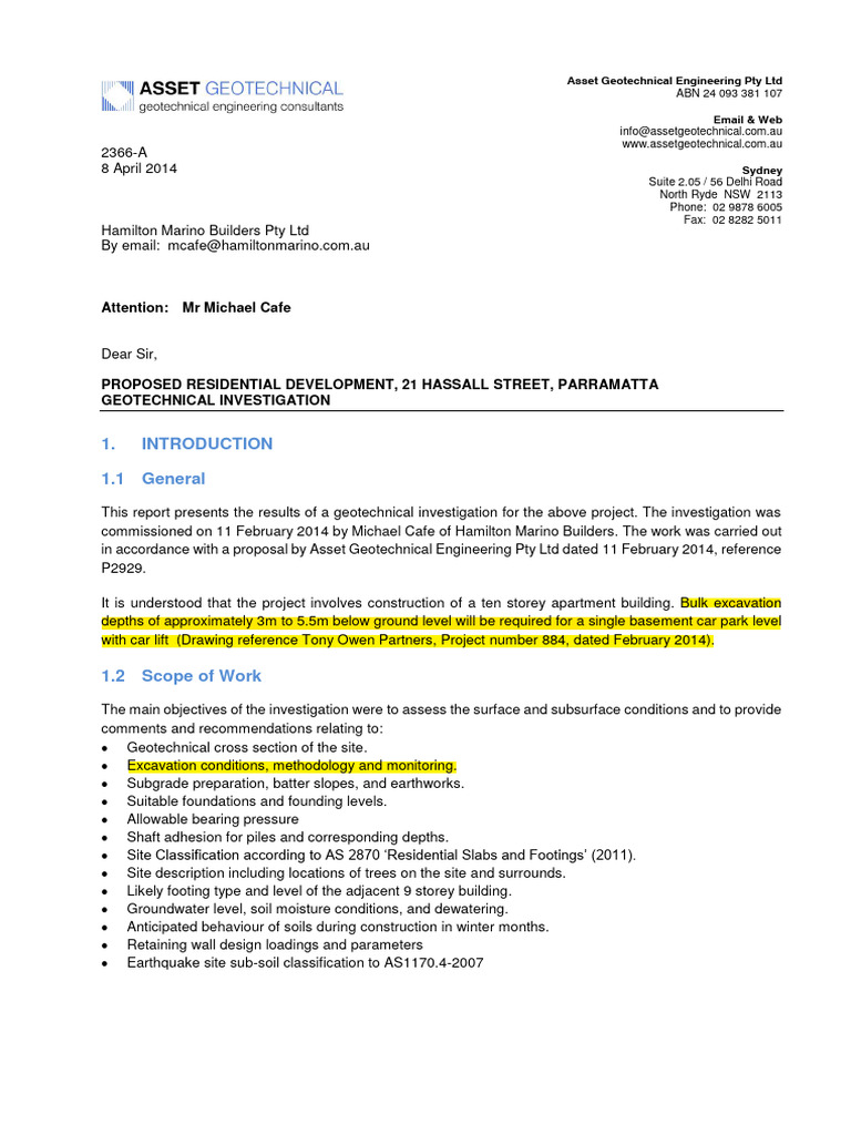 Geotechnical Report for Parramatta Site | PDF | Deep Foundation ...