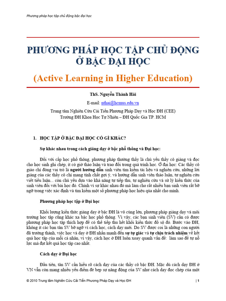 Microsoft Word - Phuong Phap Hoc Tap Bac DH - CEE | PDF