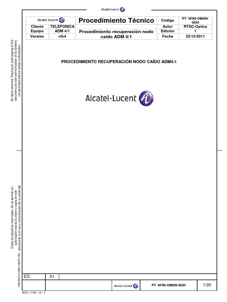 PT-NE-draft-Procedimeinto Recuperación Nodo Caído ADM4-1 Ed 2 | PDF ...