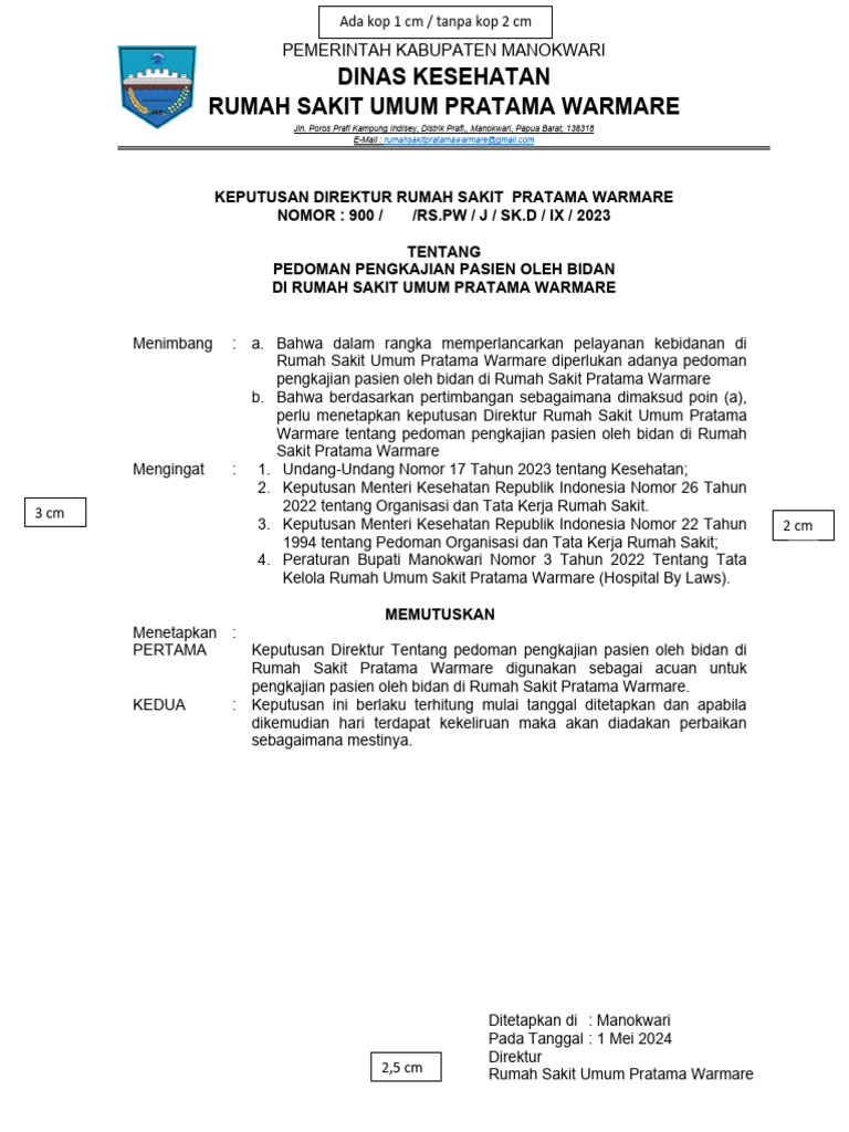 Contoh SK Pedoman,Panduan,Kebijakan,Tim Dan Program Kerja | PDF