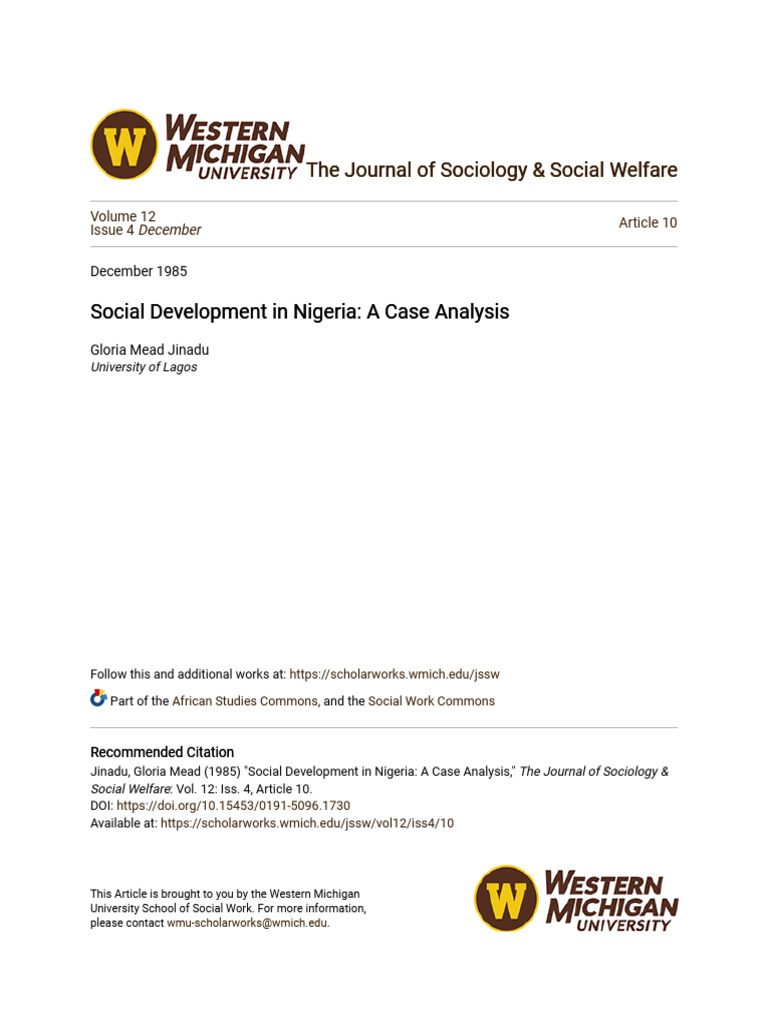Nigeria's Social Development Analysis | PDF | Nigeria | Institution