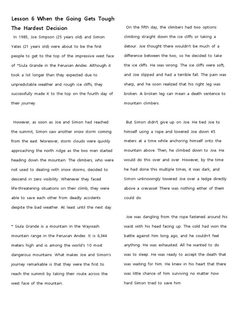 Lesson 6 When The Going Gets Tough | PDF Lesson 6 When The Going Gets Tough | PDF