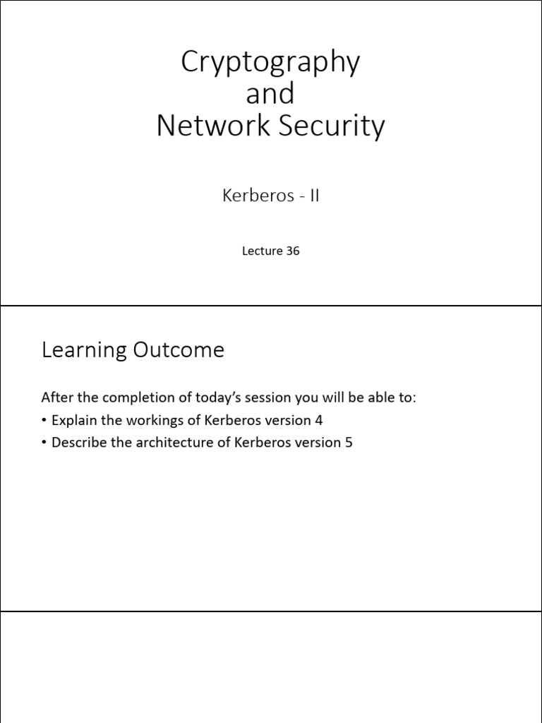Lecture 36 - Kerberos - II | PDF