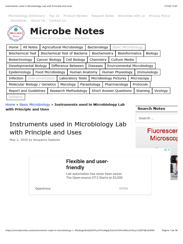 Instruments Used in Microbiology Lab With Principle and Uses | PDF | Ph ...