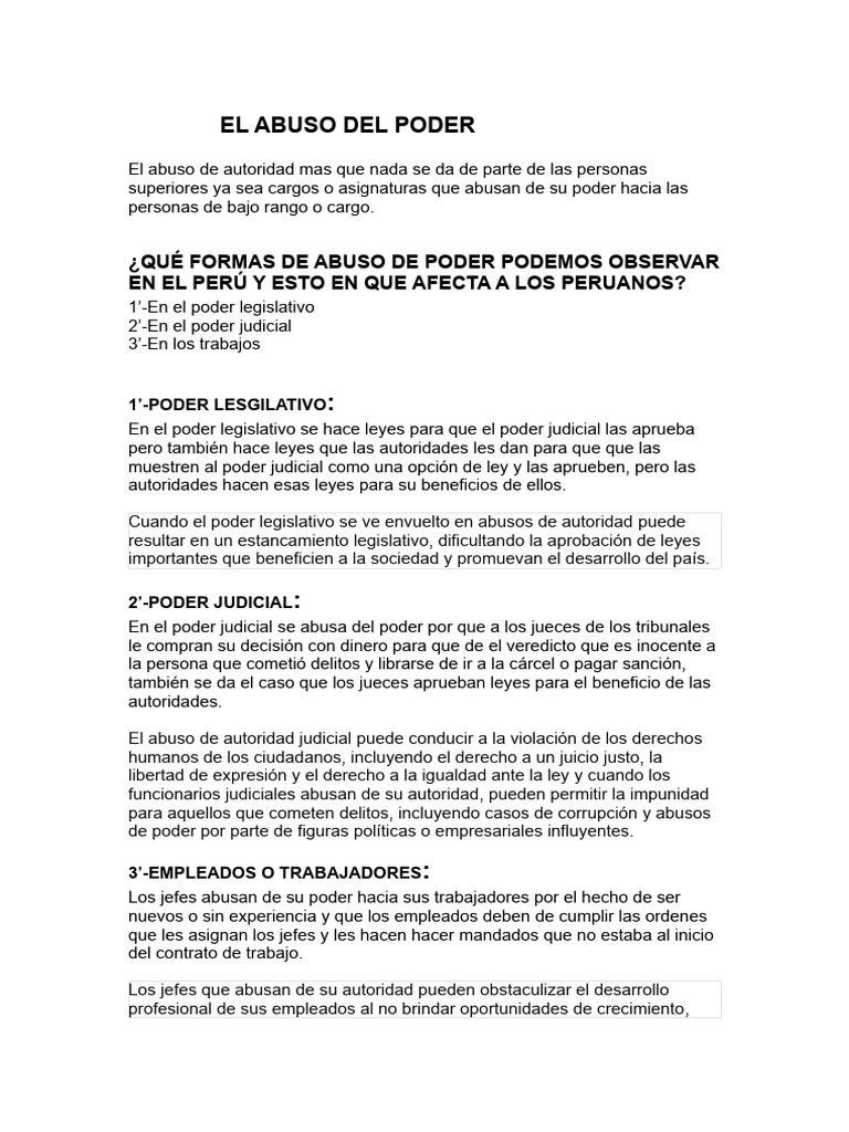 EL ABUSO DEL PODER | Descargar gratis PDF | Corrupción política | Violación