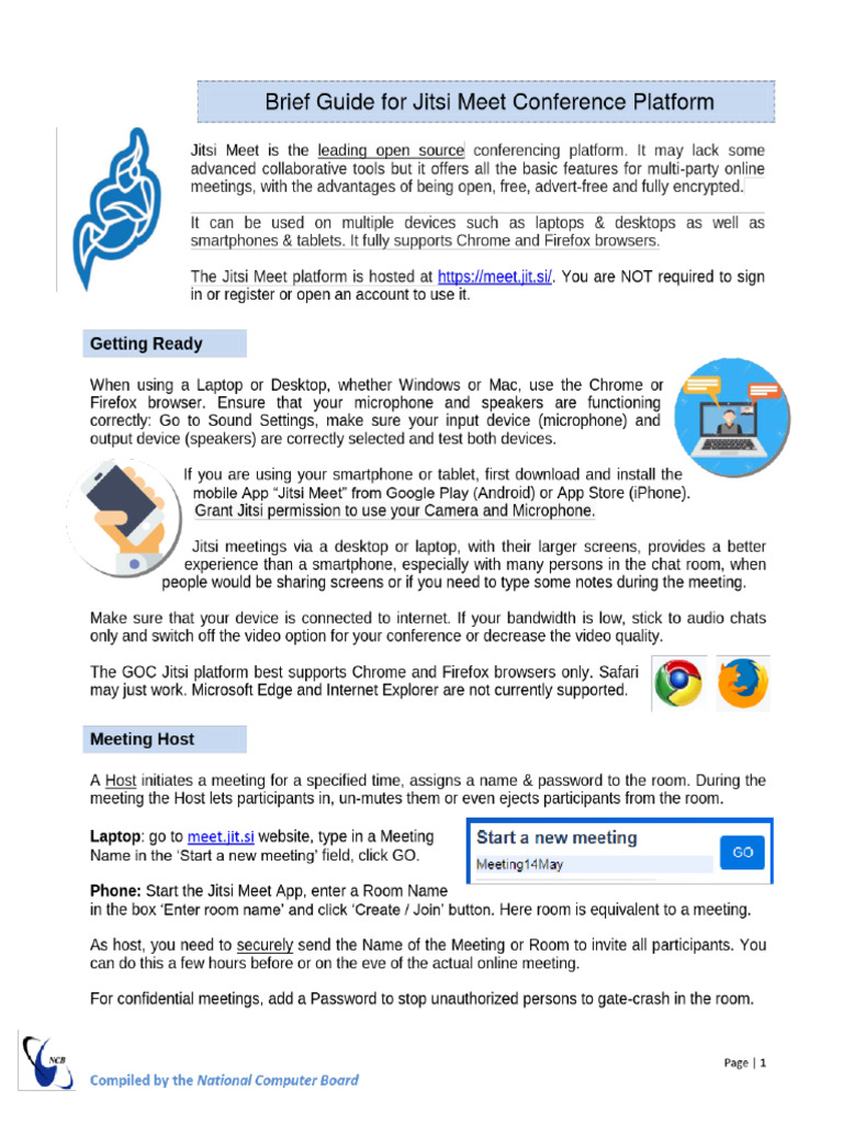 Brief Jitsi Guide NCB | PDF