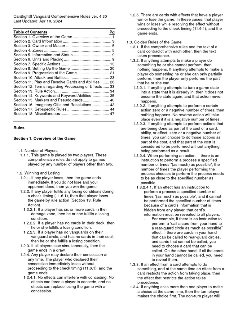 Cardfight Vanguard Comprehensive Rules 4.30 | PDF | Numbers