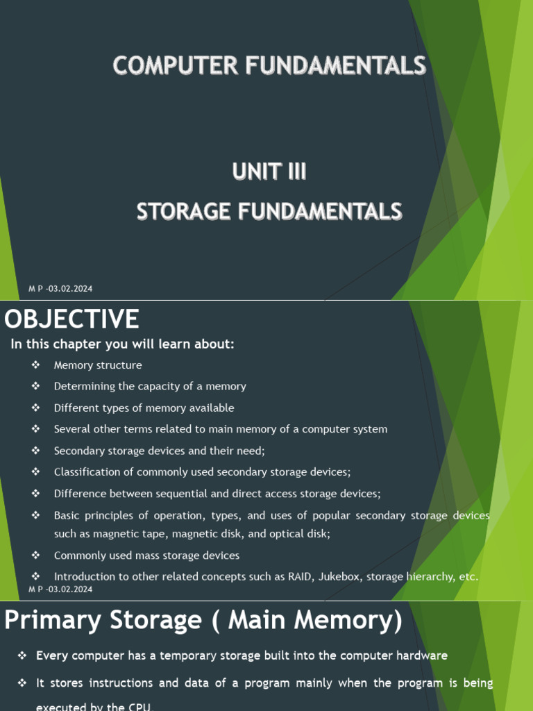Unit III - Storage Fundamentals (1) | Download Free PDF | Computer Data Storage | Disk Storage