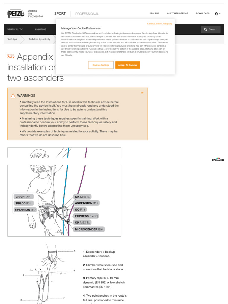 WWW Petzl Com INT en Sport Appendix 2 Detail of Installation On Two Ropes With Two Ascenders ...