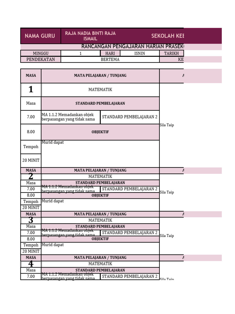 SHARED e-RPH Prasekolah PRABESTARI | PDF