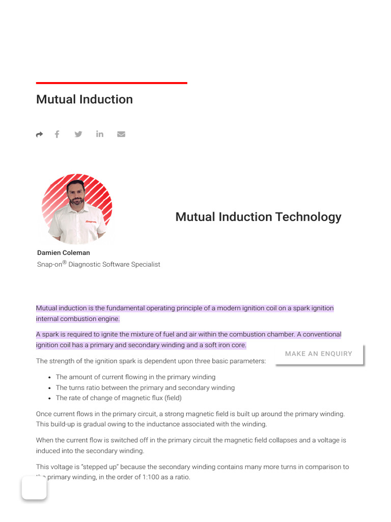 Exploring Mutual Induction in Ignition Coils - Snap On | PDF | Inductance | Transformer