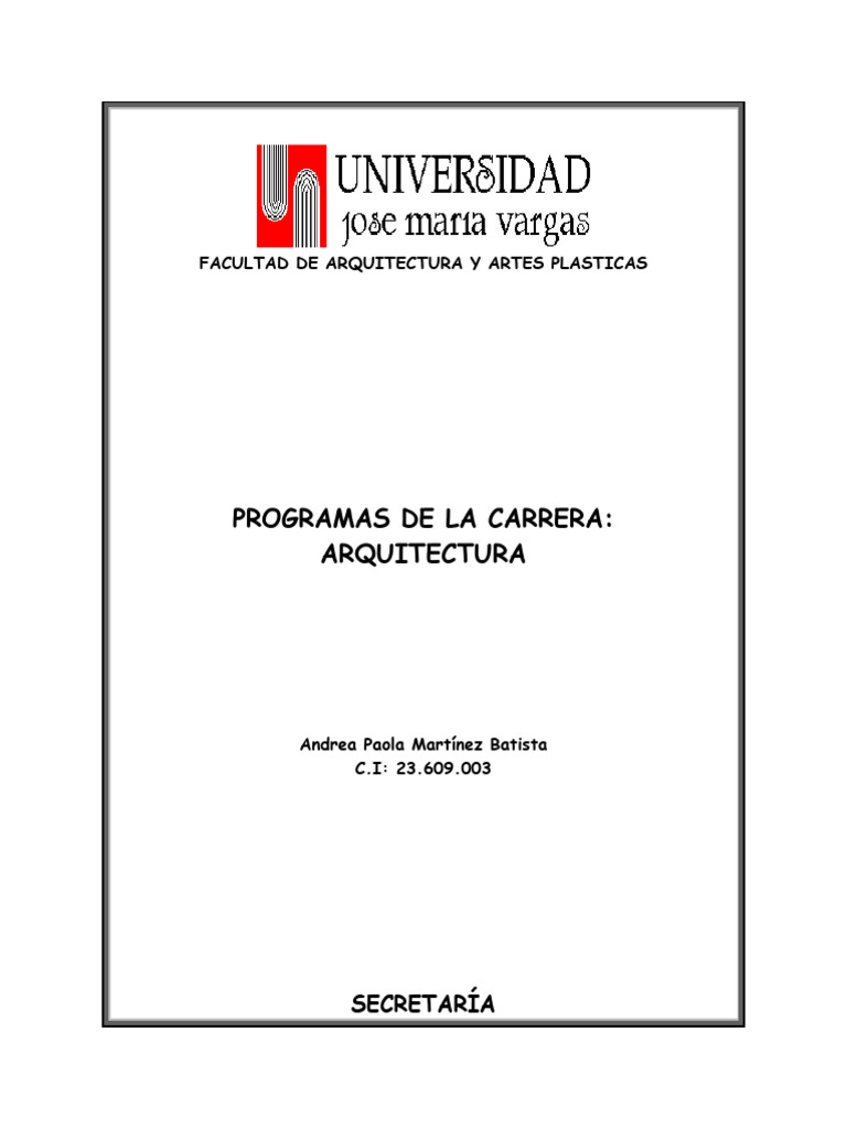 Programa de Estudios Arquitectura UJMV. | PDF | Diseño | Dibujo
