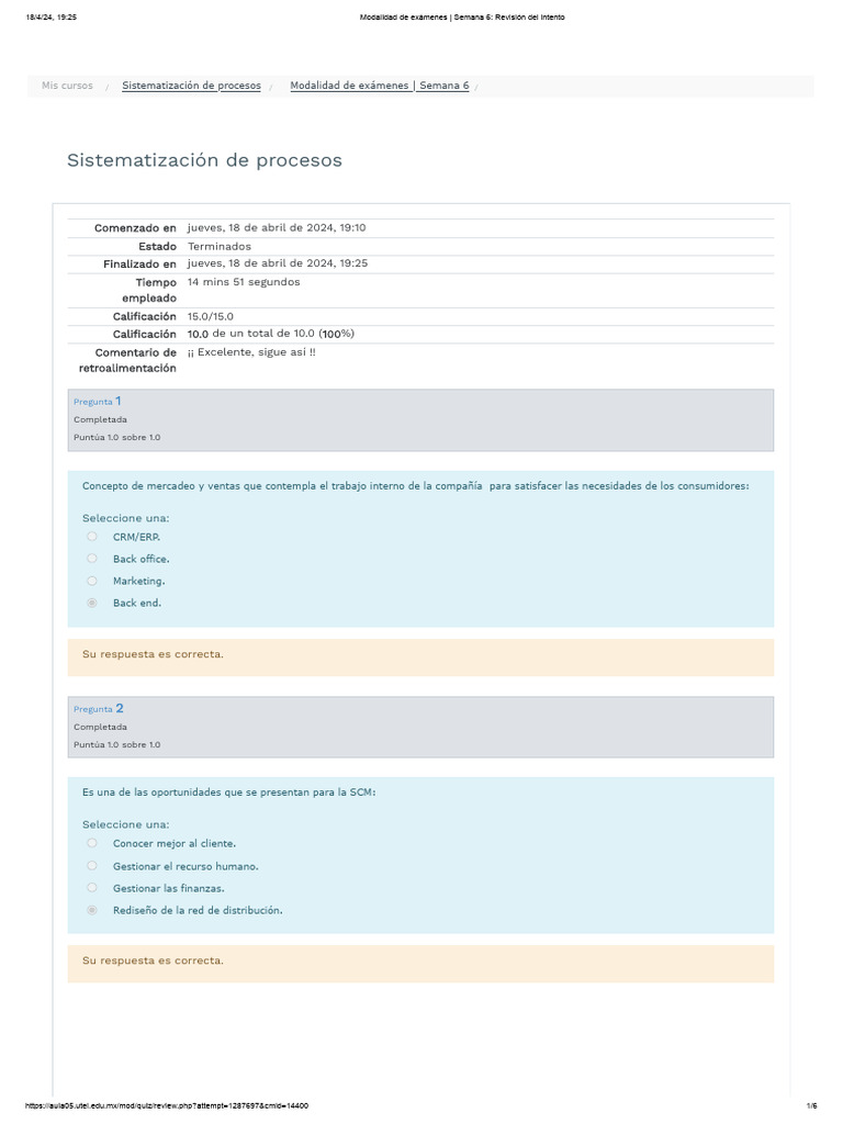 Modalidad de Exámenes - Semana 6 - Sistematización de Procesos ... Modalidad de Exámenes - Semana 6 - Sistematización de Procesos ...