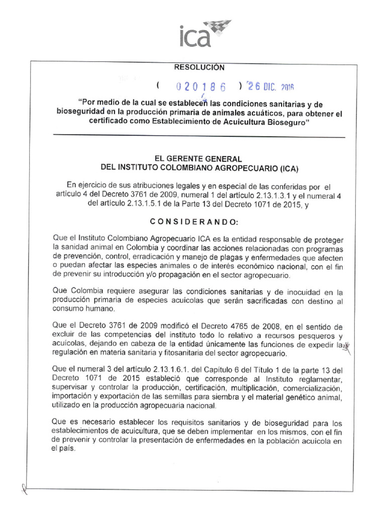 Resol-20186-De-2016 Buenas Practicas Acuicolas-Salida.. | PDF | Acuicultura | Agua