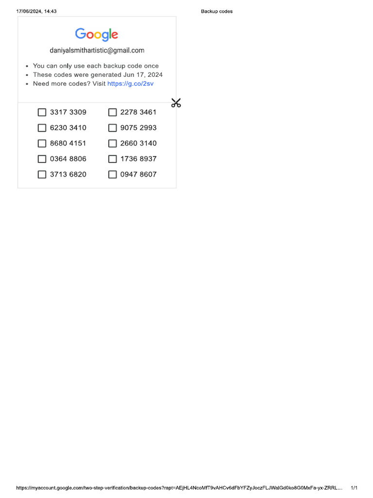Codes of 2 Step Verification | PDF