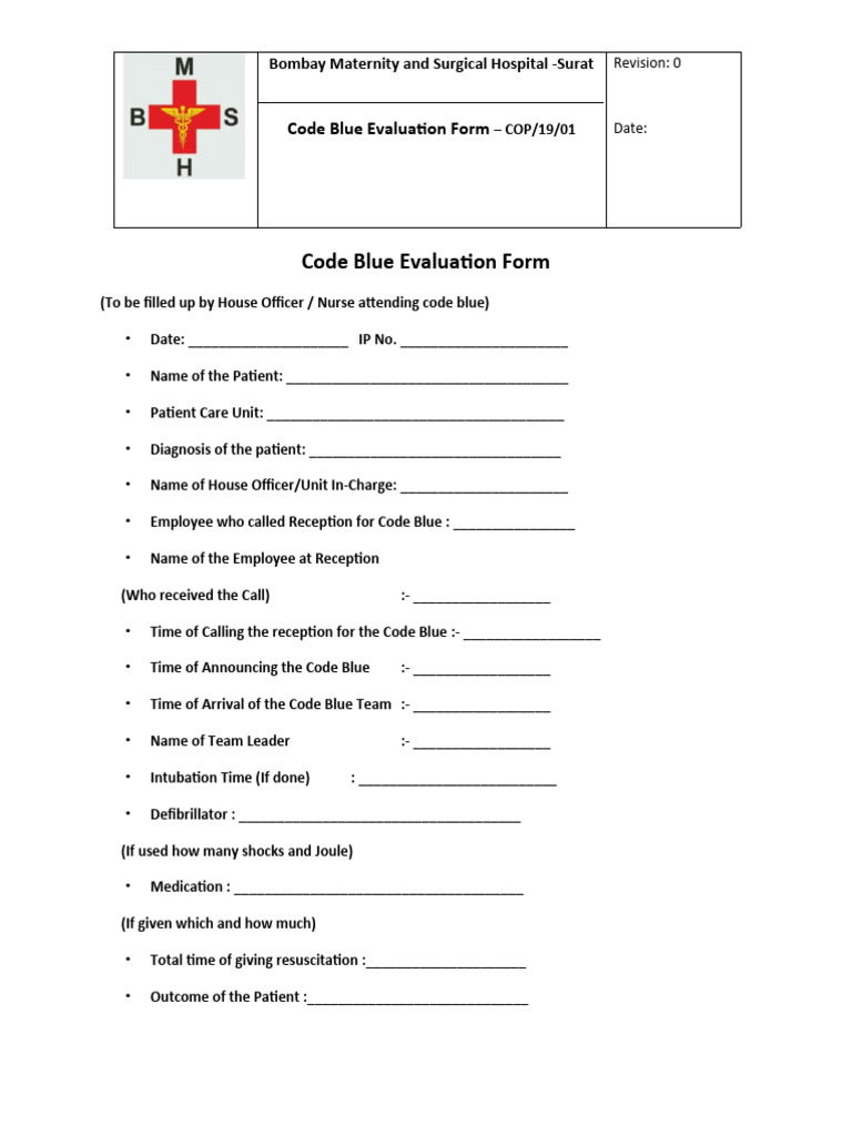 Code Blue Evaluation Form | PDF | Business