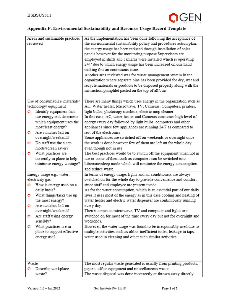 Energy and Waste Management Review Template | PDF | Waste Management | Waste