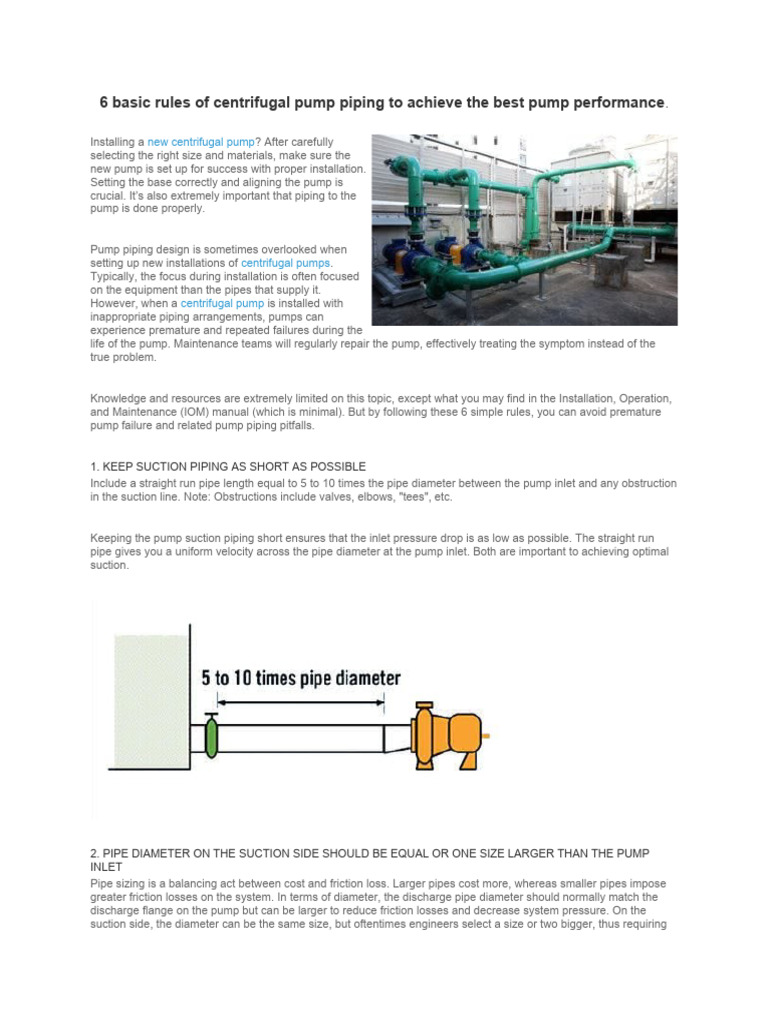 6 Basic Rules of Centrifugal Pump Piping To Achieve The Best Pump Performance | Download Free ...