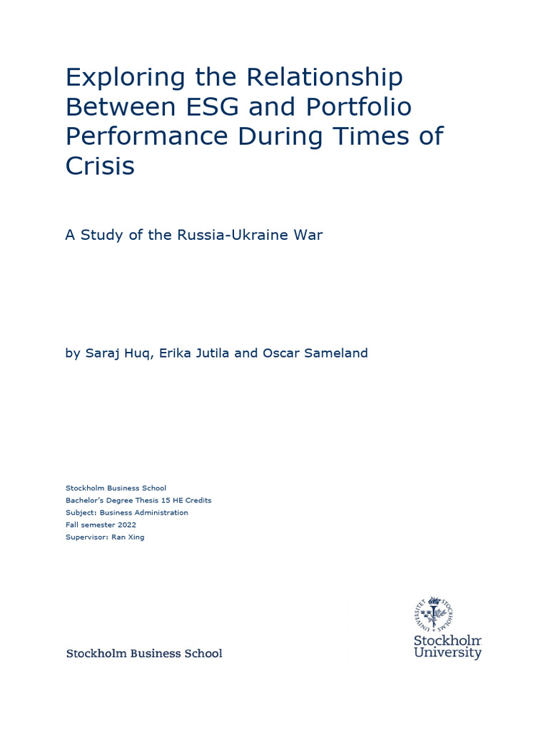 Esg Factors Effect | PDF | Modern Portfolio Theory | Financial Risk