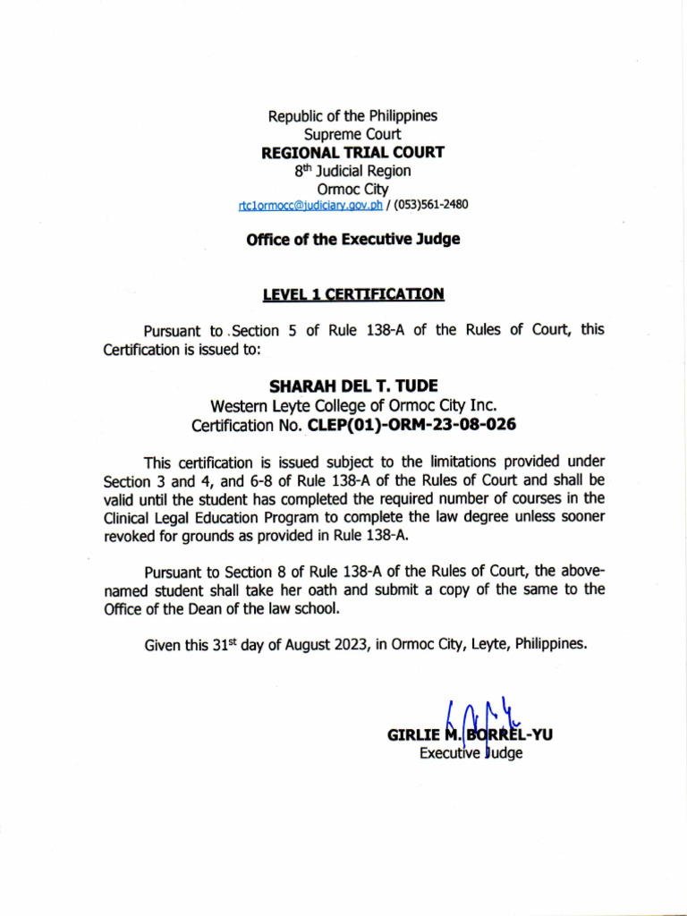 TUDE CLEP Certificate 2 | PDF