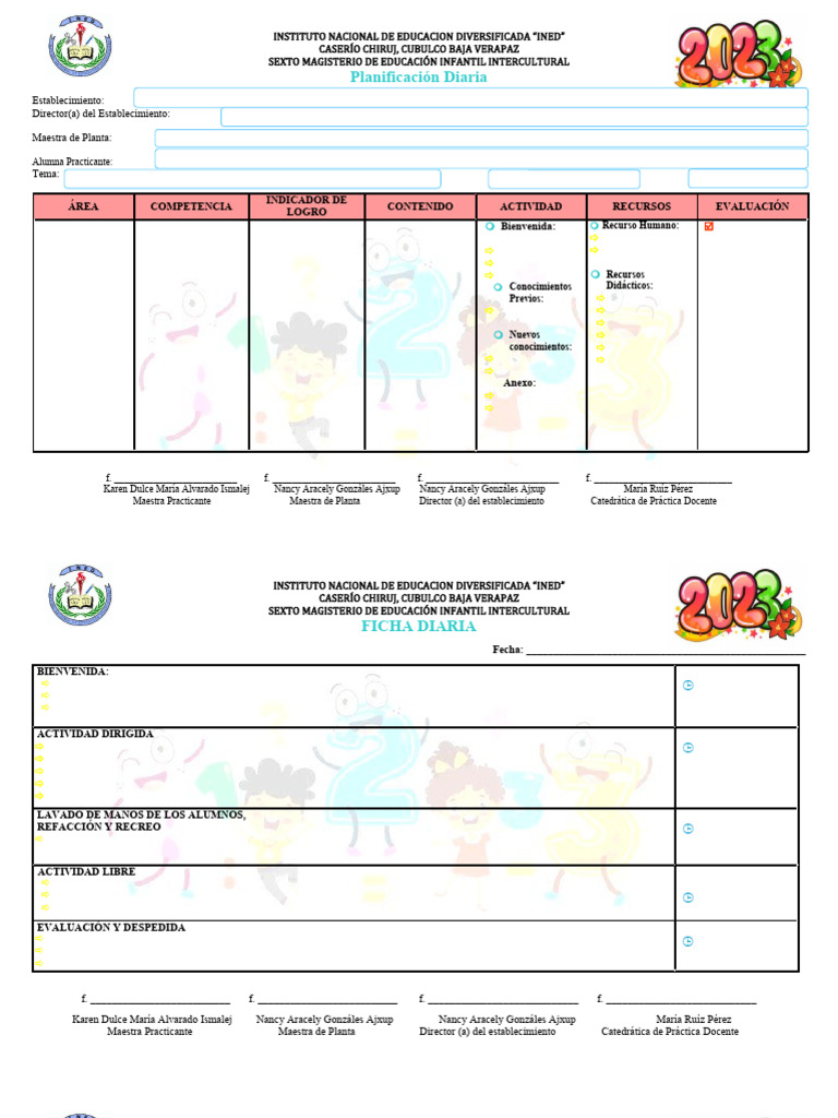 Formatos de Planif. 6to. Inf. 2023 | PDF | Educación de la primera infancia