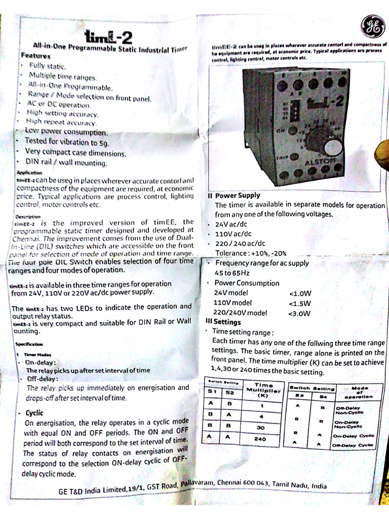 Alstom timer | PDF