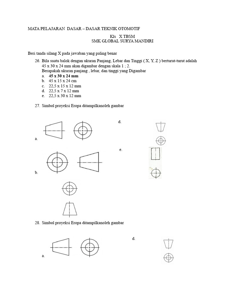 Soal Kls X TBSM SMK Global Kenaikan Kelas | PDF | Metode & Bahan Ajar | Seni