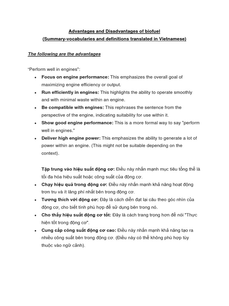 Advantages and Disadvantages of biofuel (1) | PDF