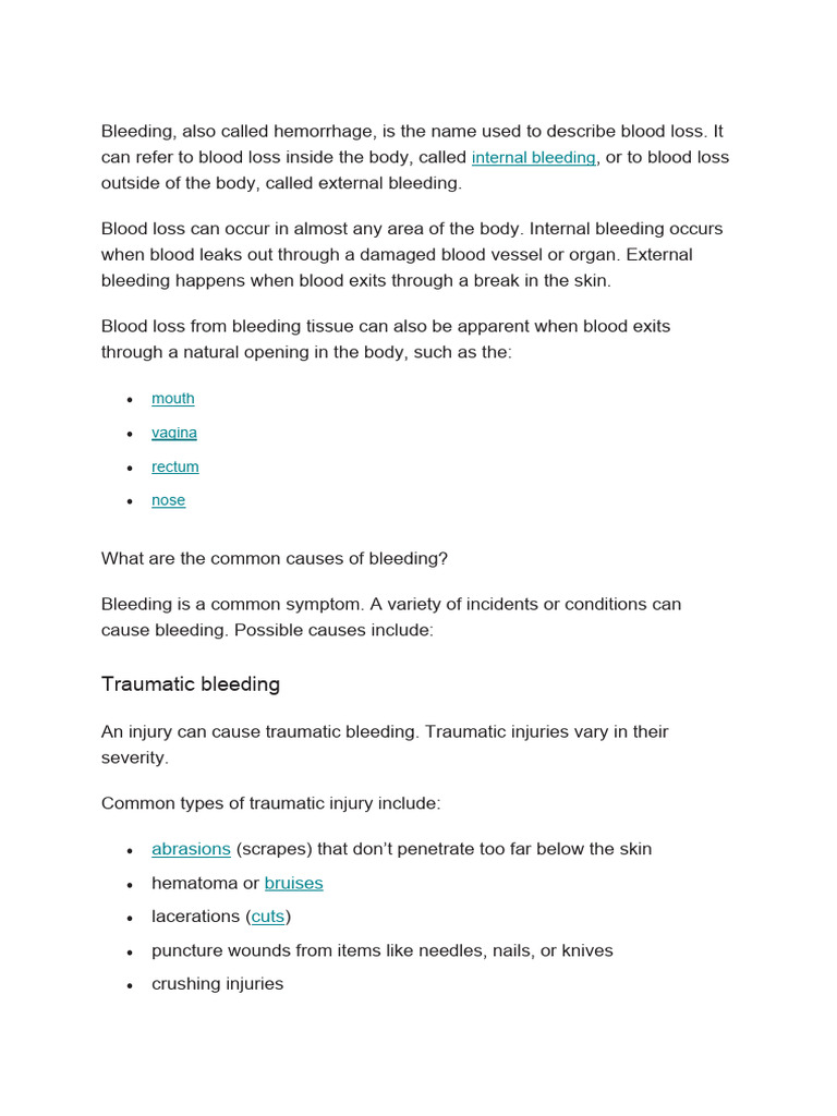 Bleeding | PDF | Bleeding | Diseases And Disorders