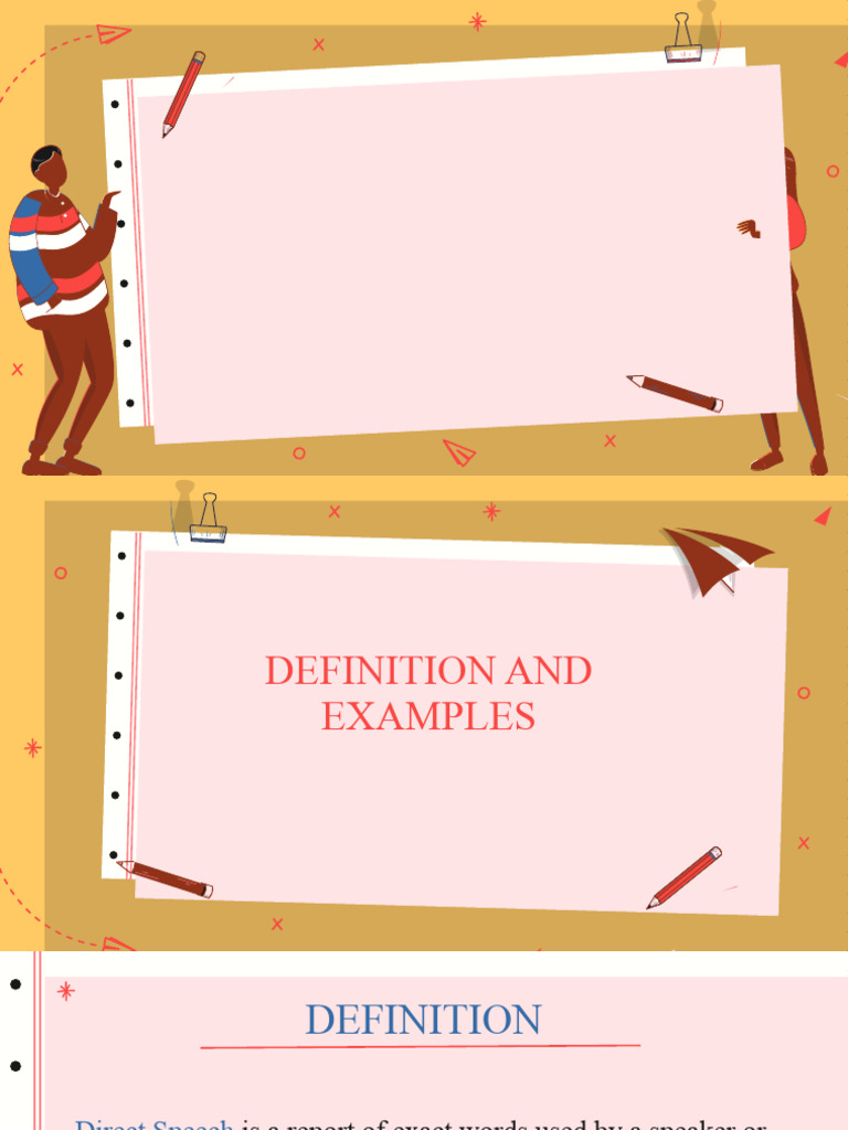 Direct Indirect Speech Material Deini | PDF | Question | Sentence ...