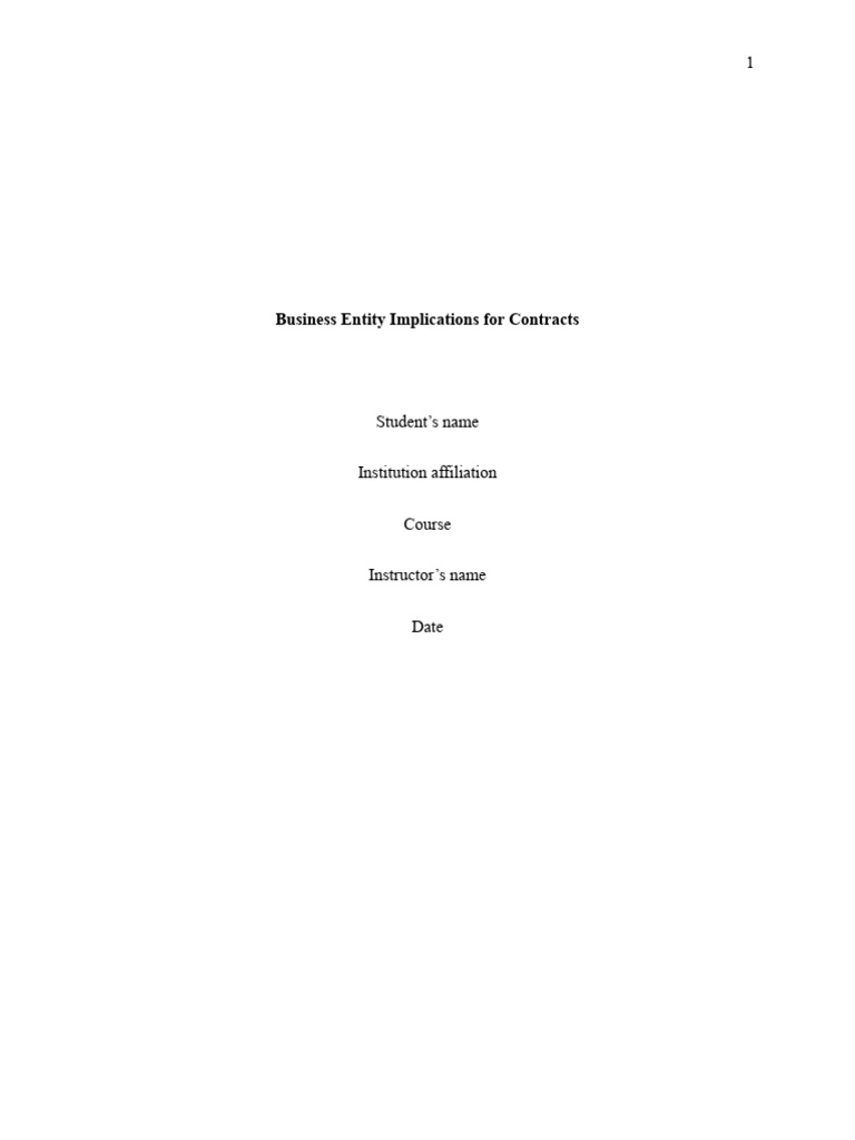 Business Entity Implications For Contracts | PDF | Limited Liability ...