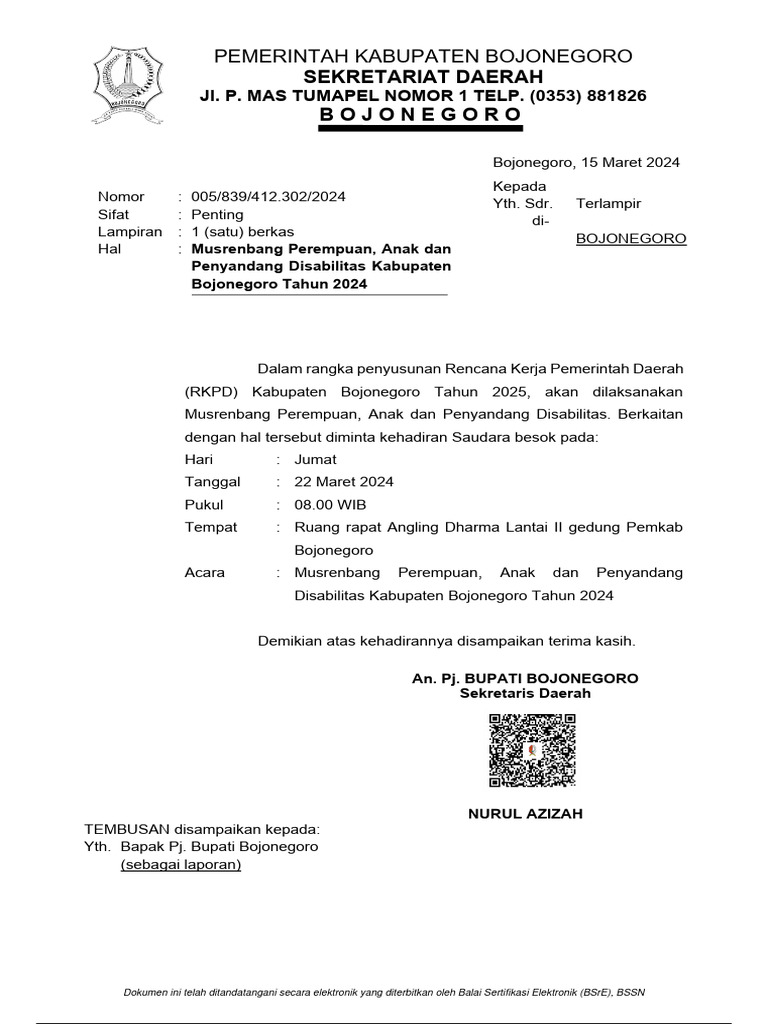 UNDANGAN Musrenbang Perempuan, 22 Maret 2024 | PDF