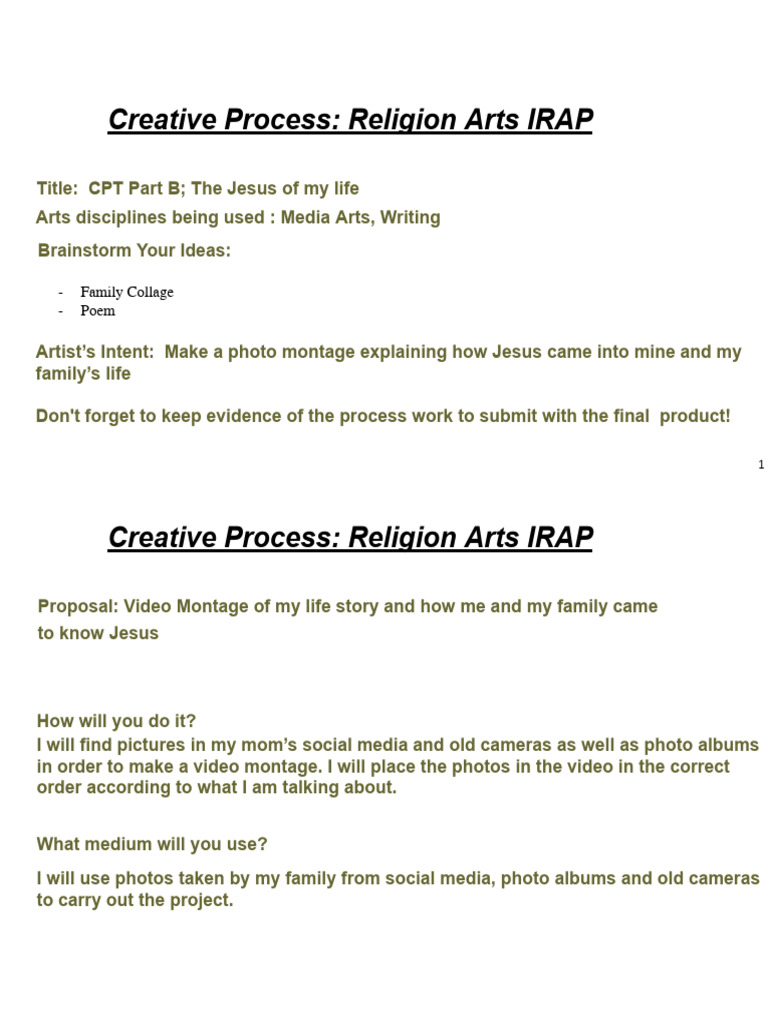 Creative Process Handout | PDF Creative Process Handout | PDF