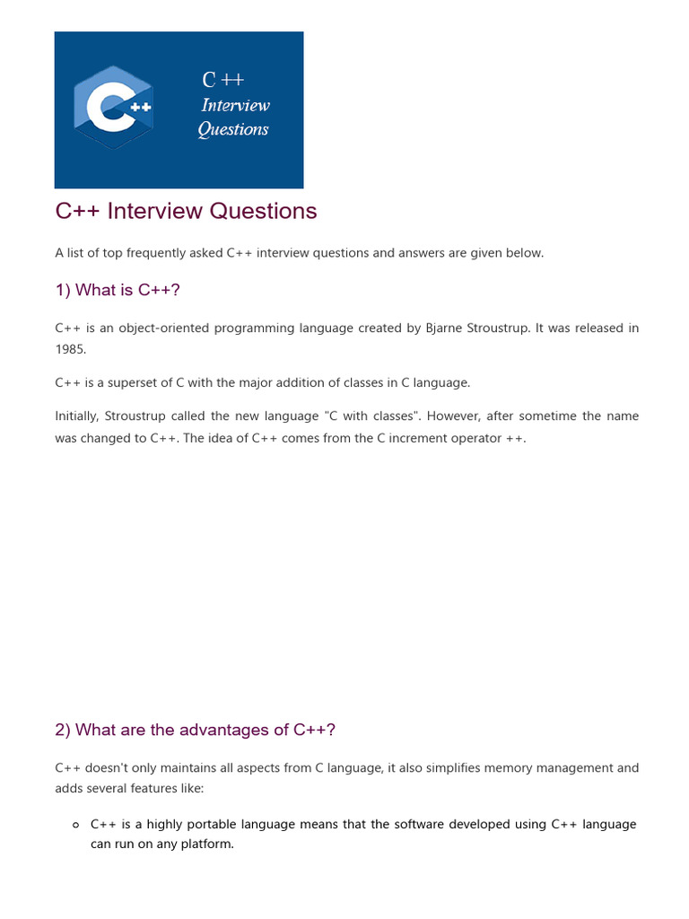 C Interview Pdf C Class Computer Programming 