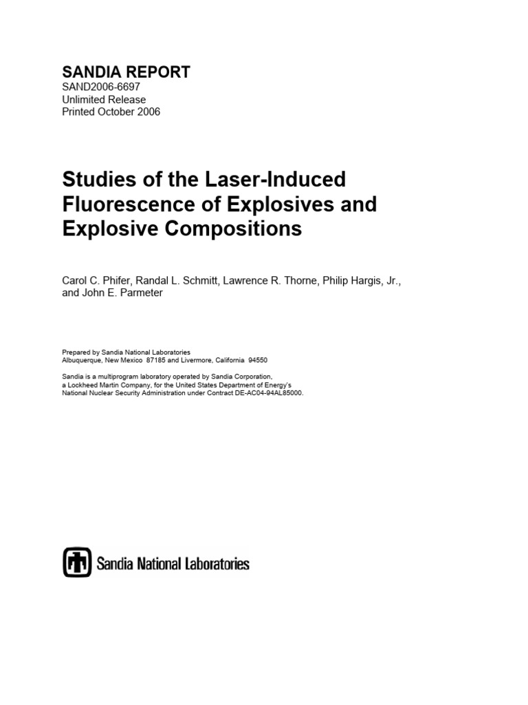 - Laser-Induced Fluorescence of Explosives, Explosive Compositions ...