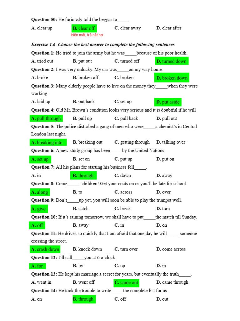 9C5.1 Phrasal Verbs 18.6 | PDF