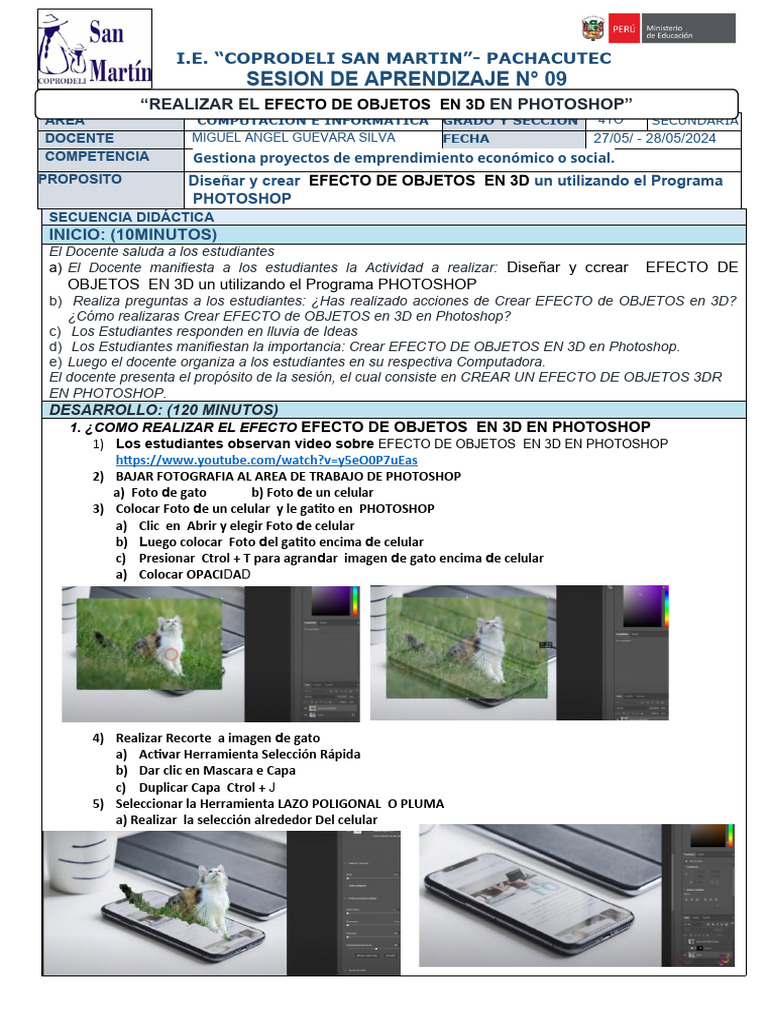 Sesion de Aprendizaje de Computacion 4to Iep Coprodeli 2024 Clase 9 | PDF | Adobe Photoshop ...