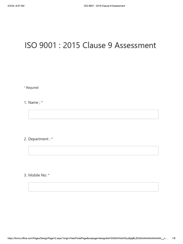 ISO 9001 - 2015 Clause 9 Assessment | PDF