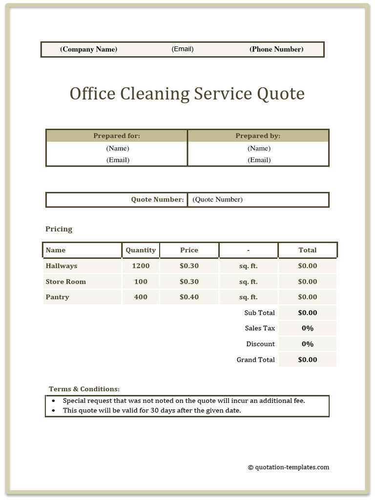 Office Cleaning Services Template - TAN | PDF