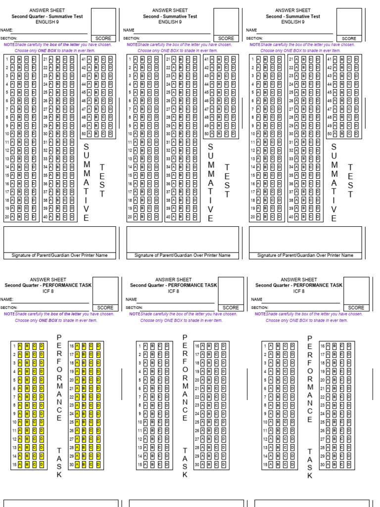 English-9_Answer-Sheet (1) | PDF