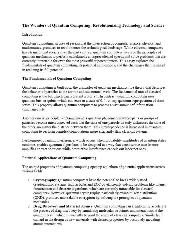 Essay | PDF | Quantum Computing | Computing