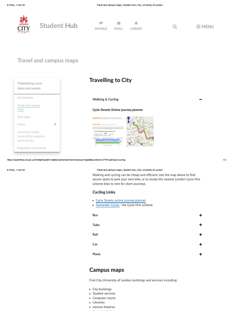 Travel and Campus Maps - Student Hub - City, University of London | PDF ...