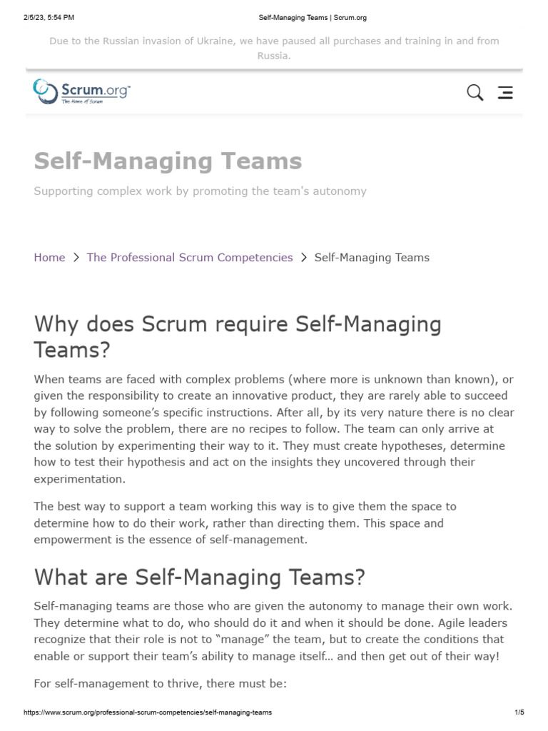 Understanding Self-Managing Teams in Scrum | PDF | Scrum (Software ...