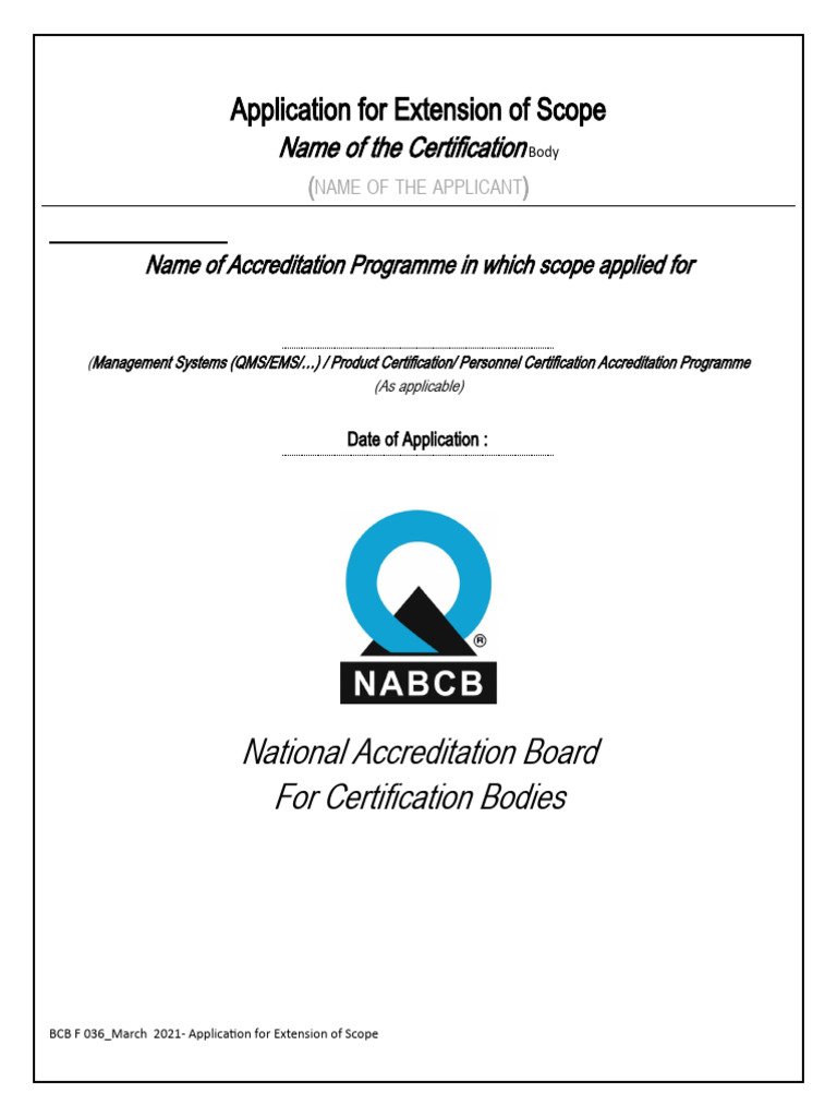 BCB F036-Scope Extension - Application Form - March 2021 | PDF ...