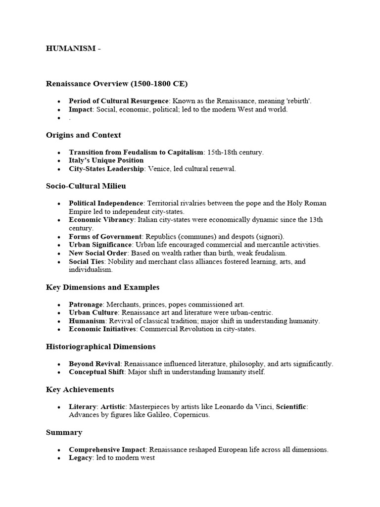 Renaissance Overview | PDF | Humanism | Materialism