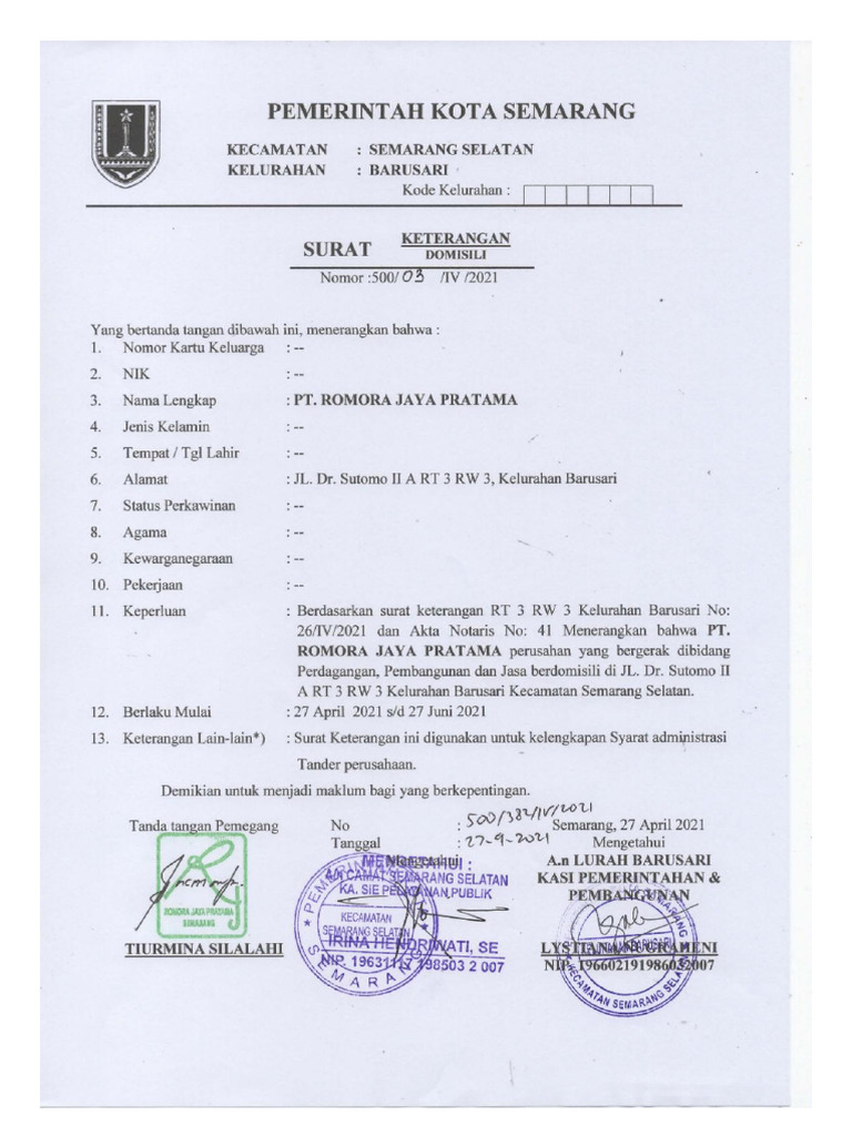 Domisili RJP (2021) | PDF