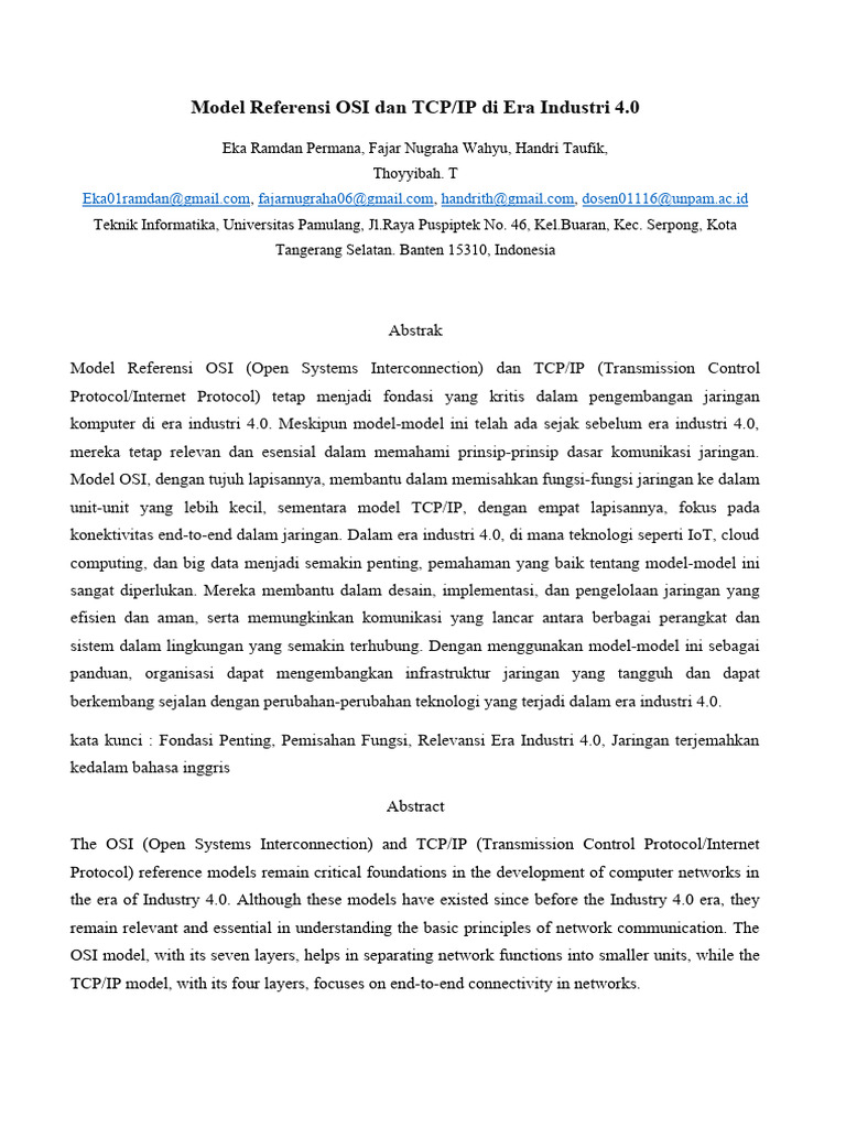 Jurnal Model Referensi OSI Dan TCP | PDF