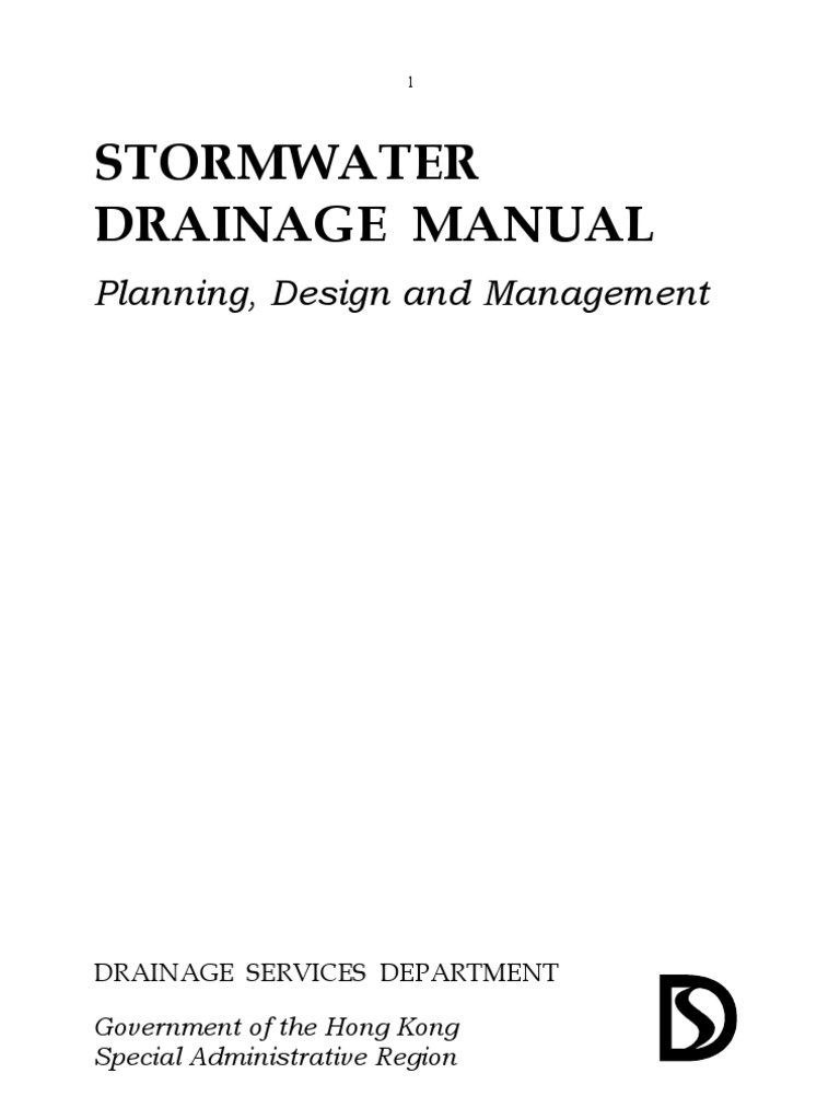 Hong Kong Stormwater Drainage Manual: Planning, Design and Management ...