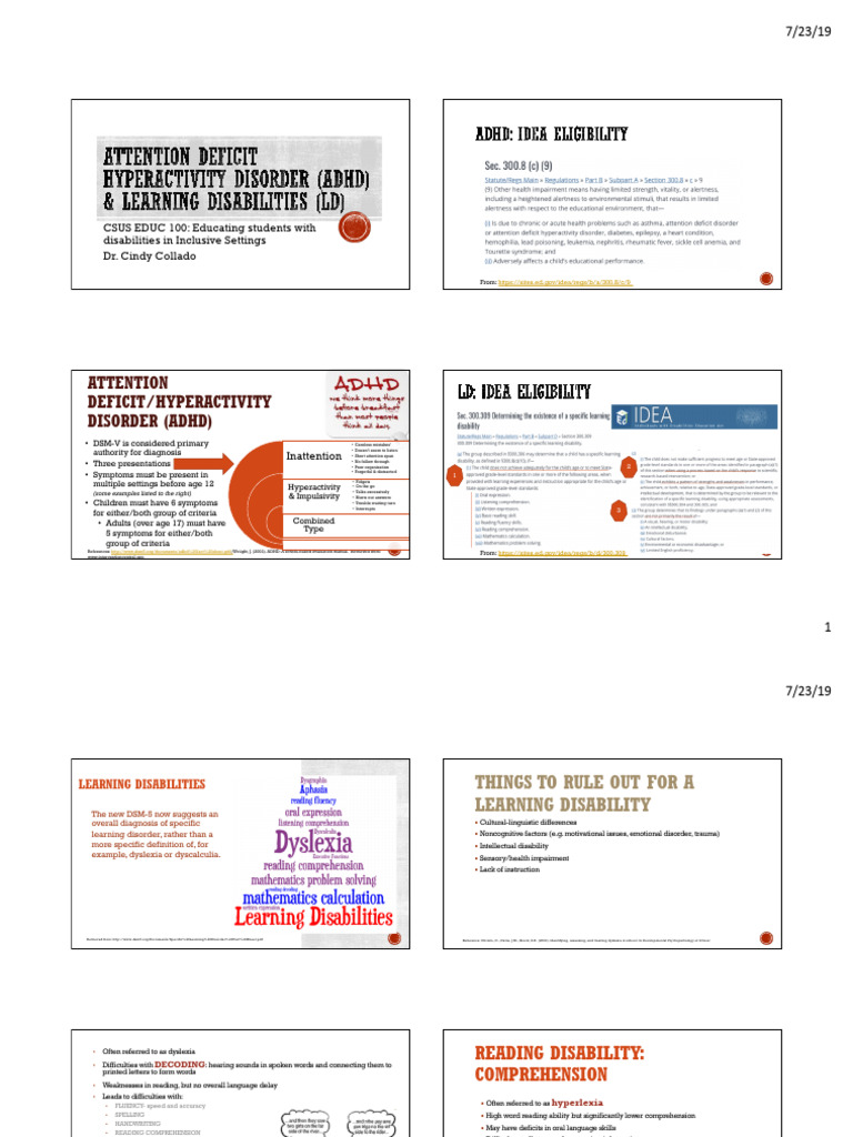 Class 6 - LD & ADHD LECTURE Powerpoint-EDUC 100 Collado | PDF | Learning Disability | Attention ...