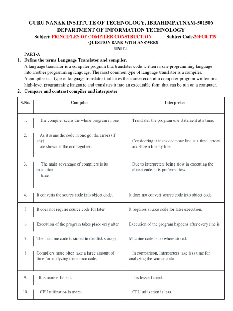 PCC All Units QuestionBank | PDF | Parsing | Assembly Language